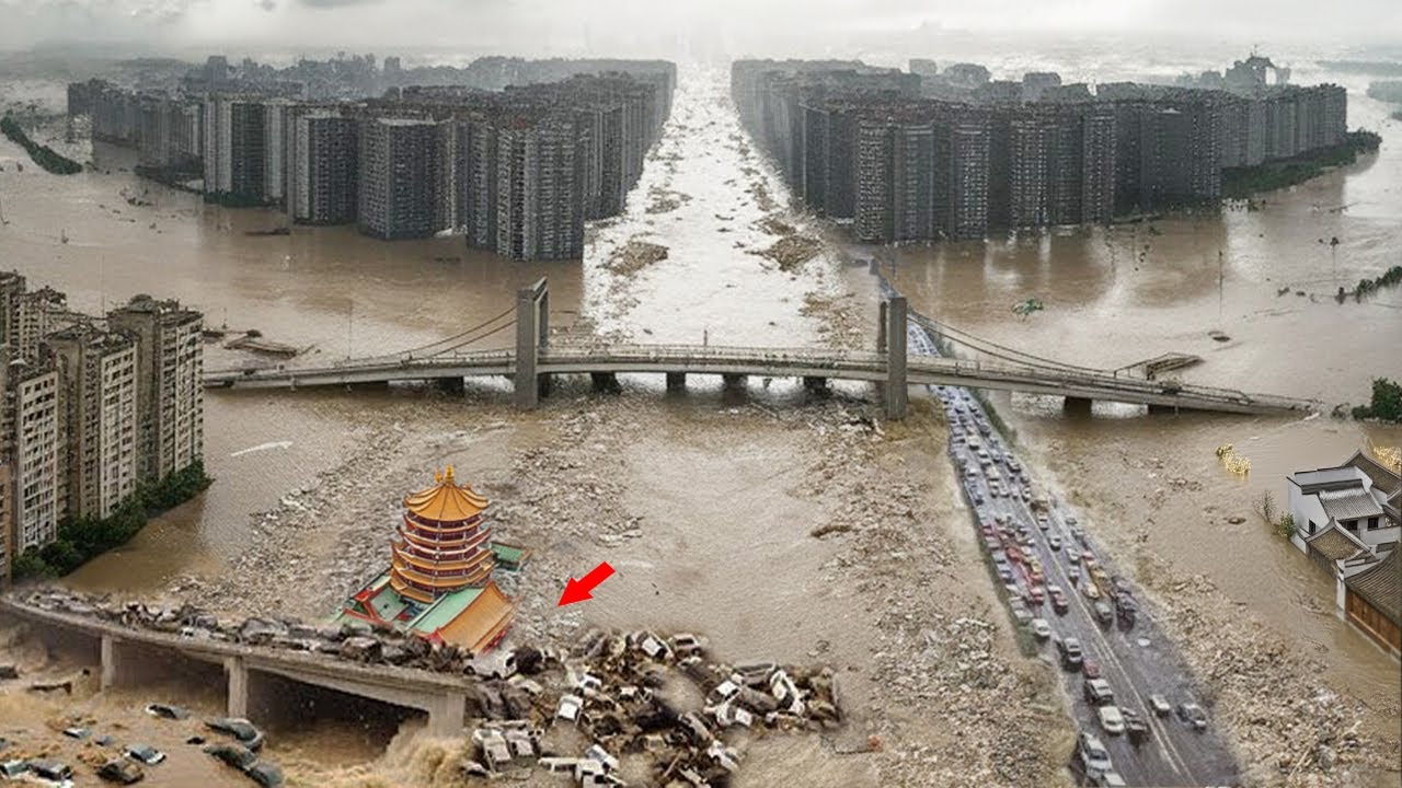 Disaster in China now! Three Gorges Dam overflowed and flooded cities ...