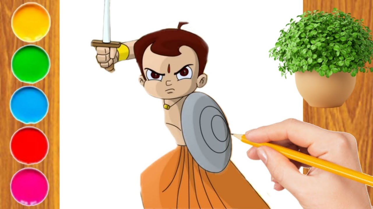 how to draw chota bheem step by step / cartoon drawing / Chota Bheem ...