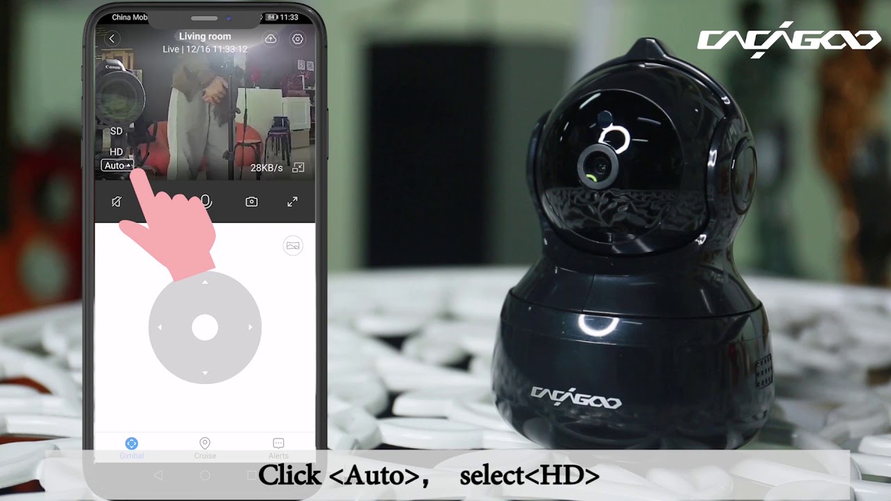 CACAGOO WiFi Wireless Security Camera 1080P Pet Camera with Motion ...