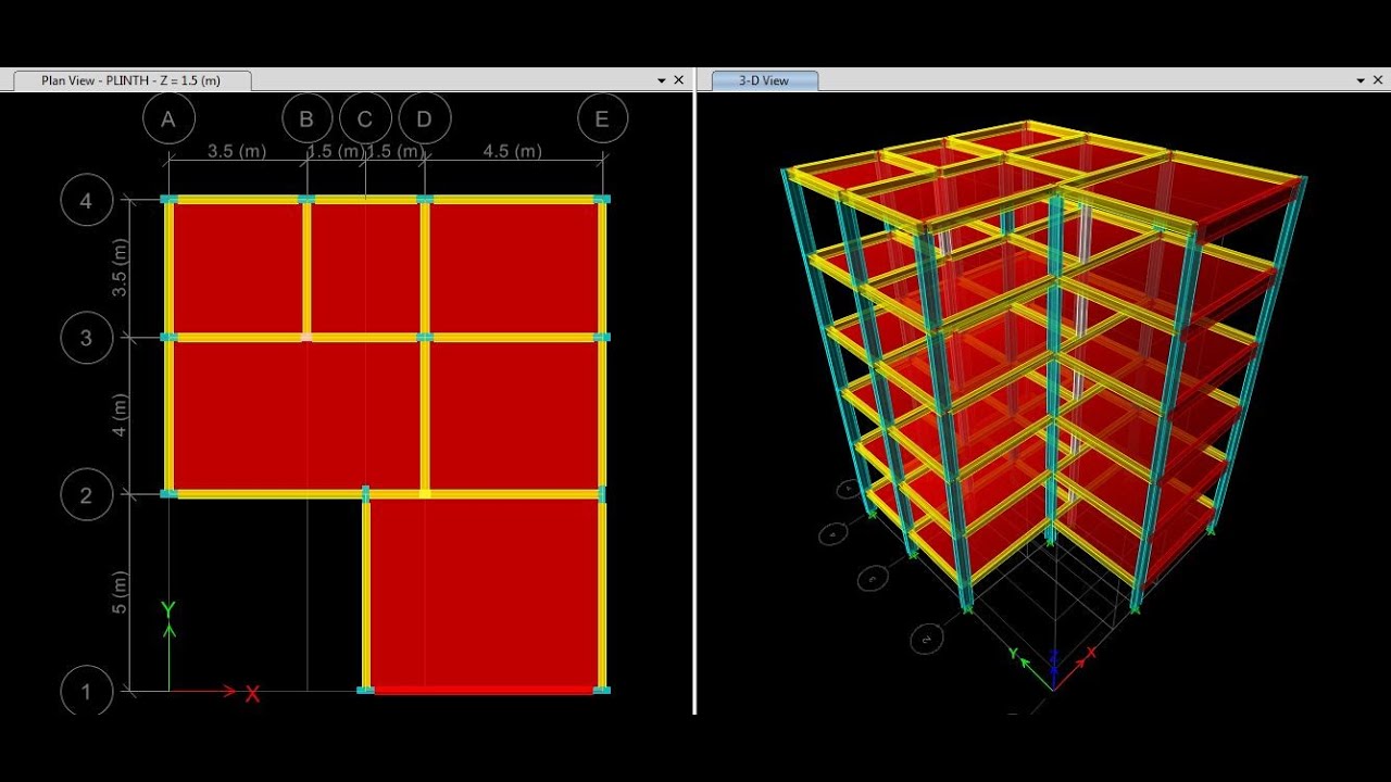 Etabs Class-4 Modeling of Irregular Plan Building -2 - YouTube