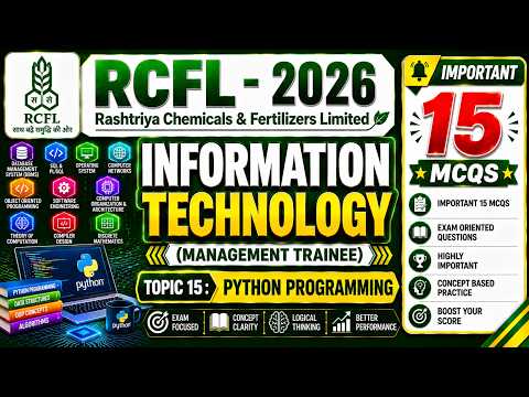 Python Programming MCQs | RCFL Management Trainee IT MCQs PDF 2026 | RCFL IT PDF Notes 2026 | RCF...