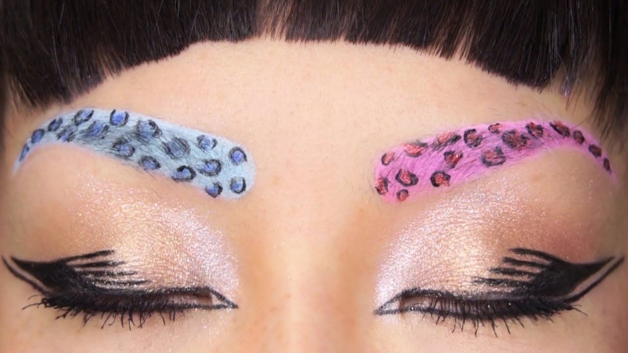 Pastel Colors Leopard Eyebrows Makeup - YouTube