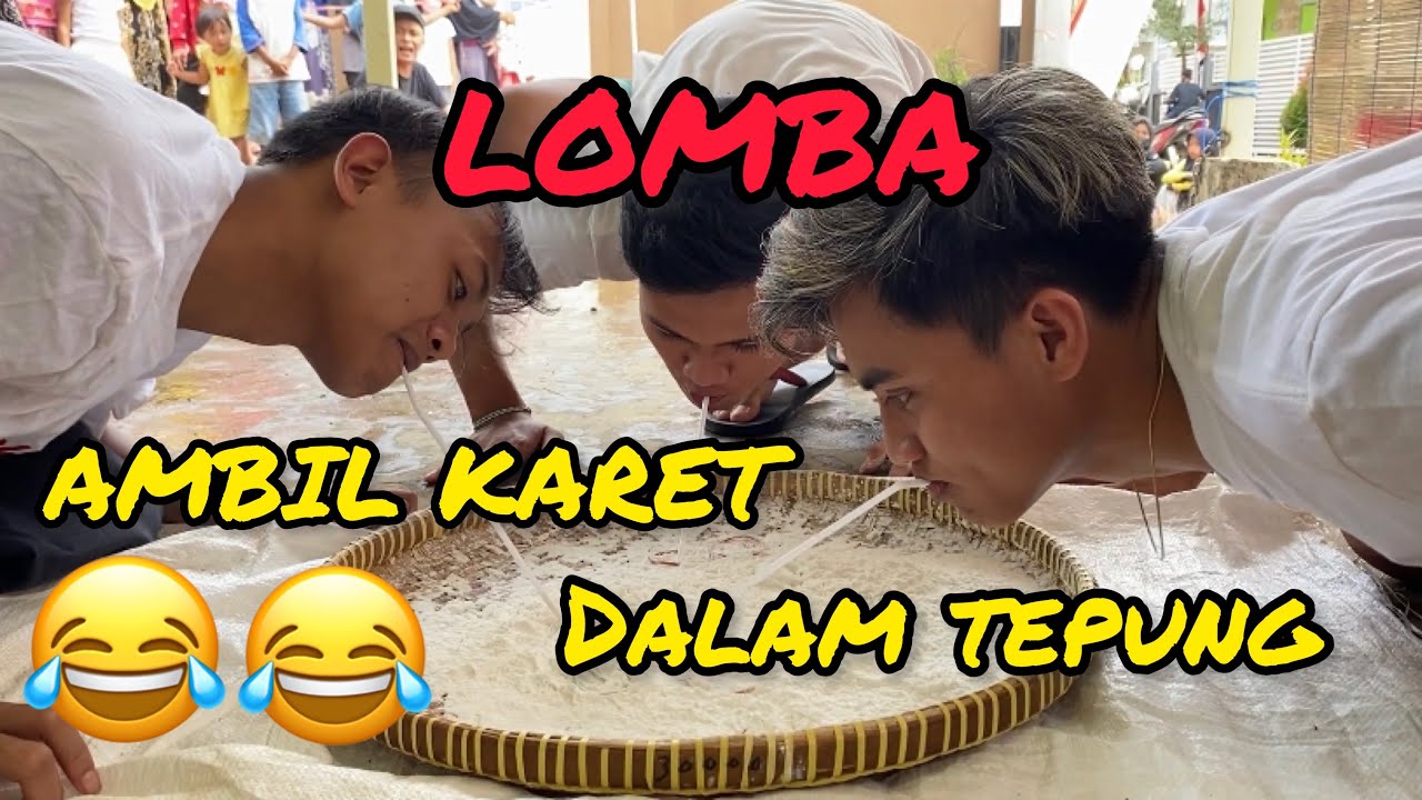 LOMBA AMBIL KARET DALAM TEPUNG || BARENG TEAM MAMALELA - YouTube
