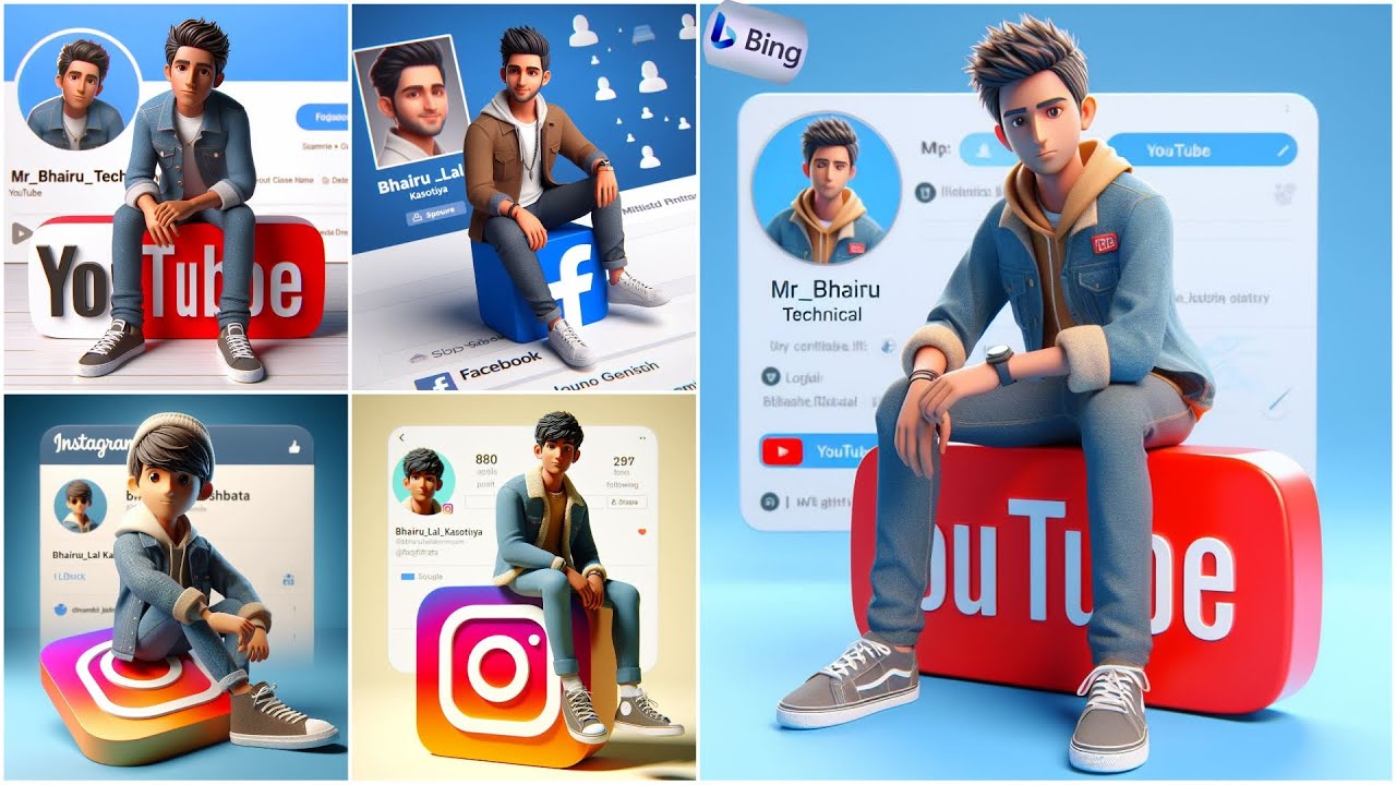 How to create 3D AI Social media Images || Viral photo editing || bing ...