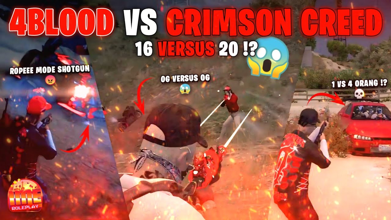 4BLOOD VS CRIMSON CREED 🔥 16v20 !? 💀 - GTA V ROLEPLAY #imeroleplay #ime ...
