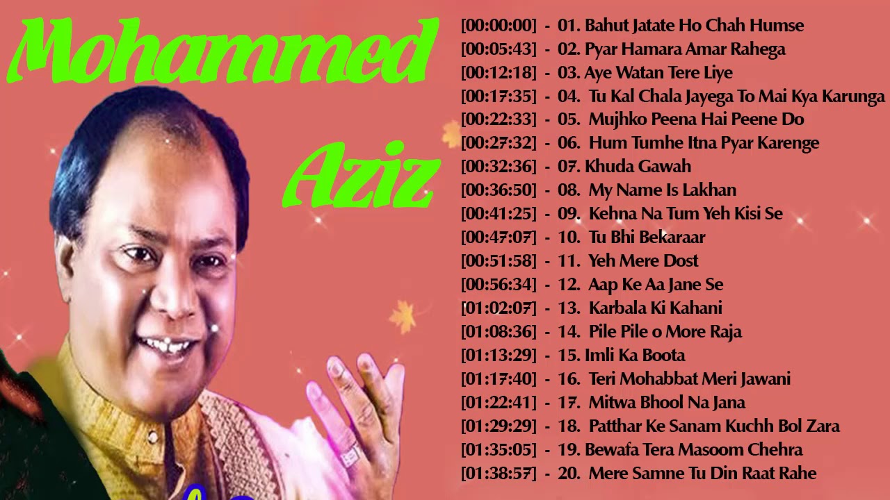 Top 20 songs of Mohammed Aziz | Hindi Old Songs | Mohammed Aziz Songs ...