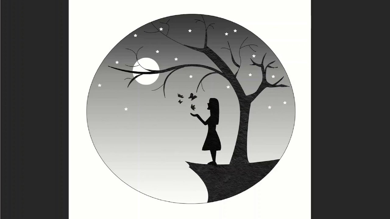 How to draw a girl with Butterfly in Moonlight for beginners, Digital ...
