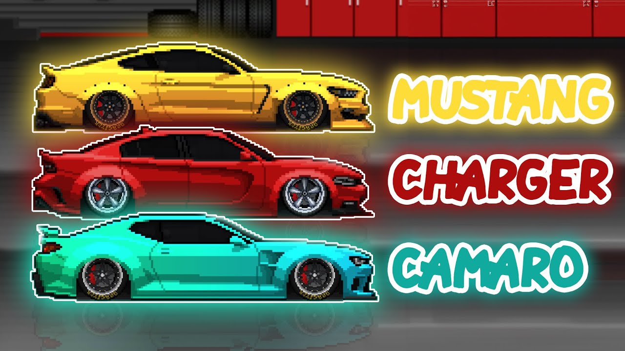 MUSTANG vs CHARGER vs CAMARO in PIXEL CAR RACER! - YouTube