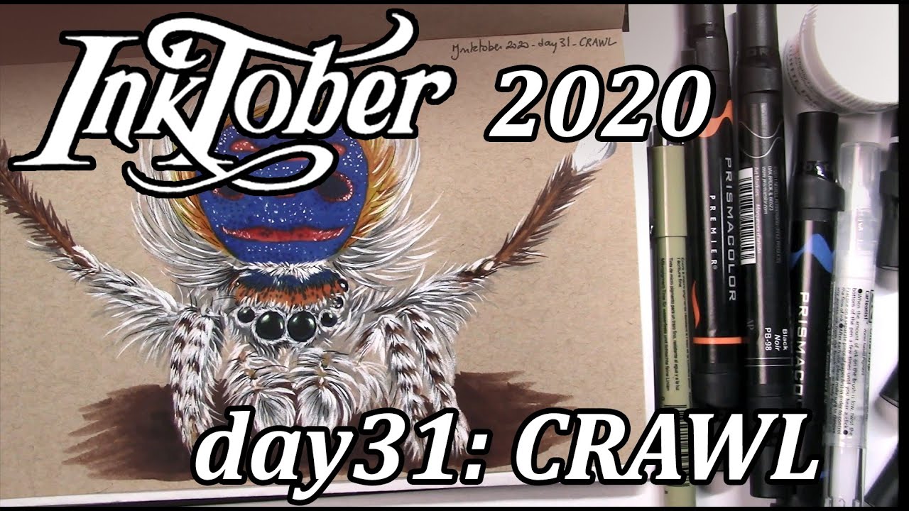 INKTOBER 2020 // day 31: CRAWL // Ink drawing demo - YouTube
