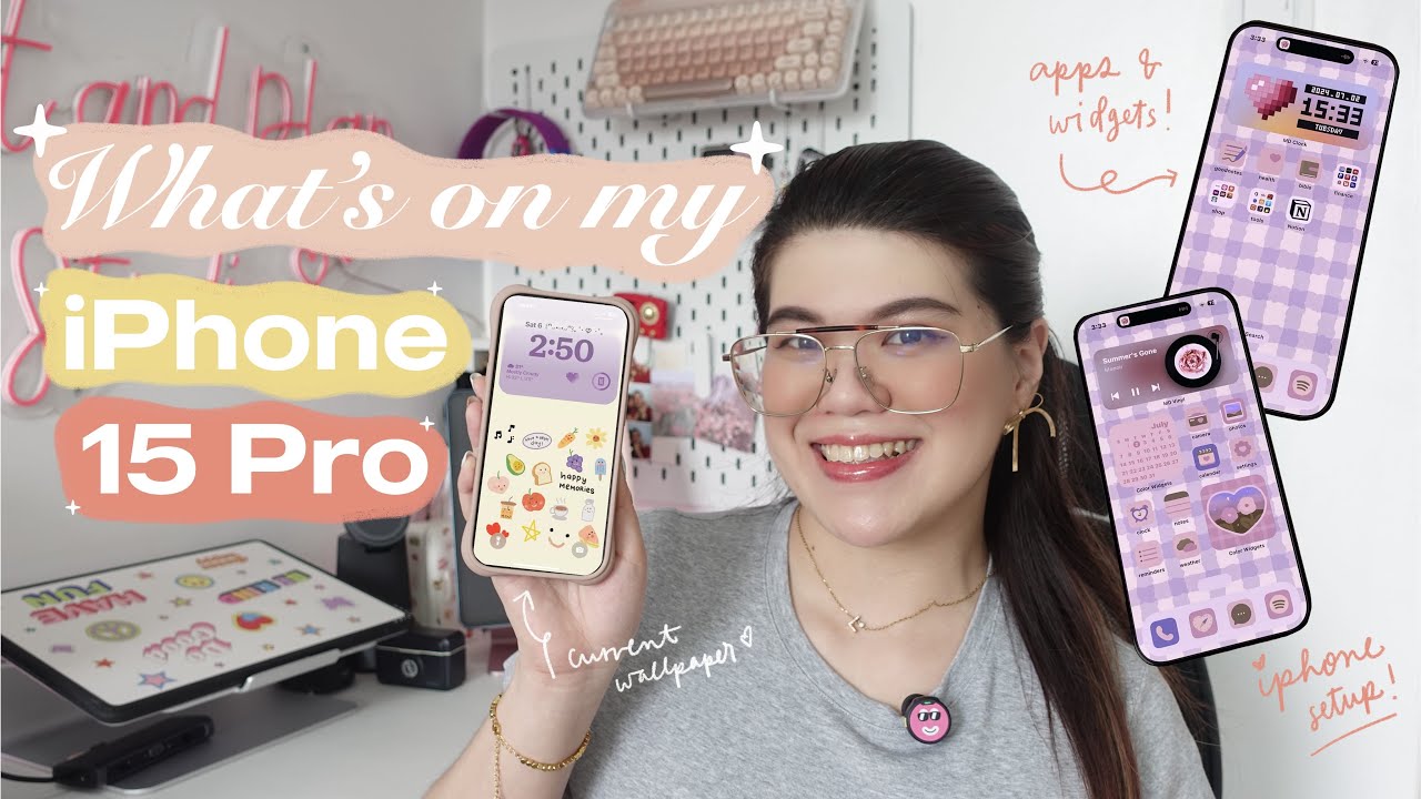 WHAT'S ON MY IPHONE 15 PRO 📱 (white titanium) | aesthetic iPhone setup ...