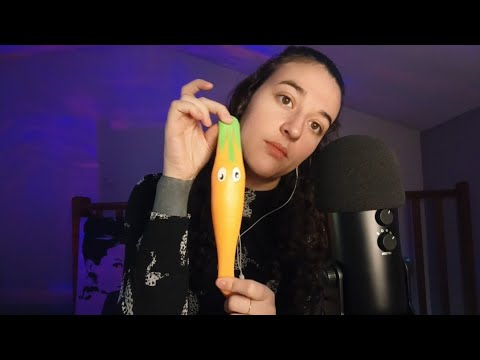 MY FIRST ASMR VIDEO Squishy Carrot, Mic Scratching, Stress Balls, Light ...