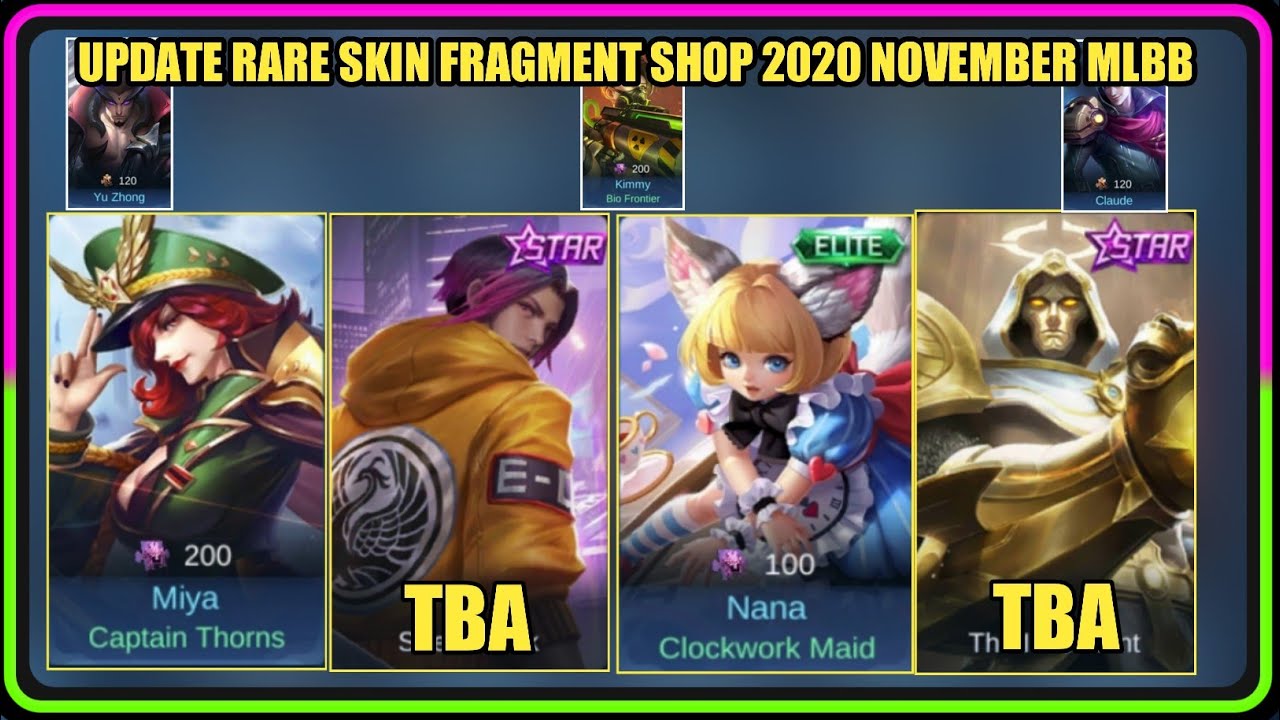 UPDATE RARE SKIN FRAGMENT SHOP 2020 NOVEMBER MOBILE LEGENDS BANG BANG ...