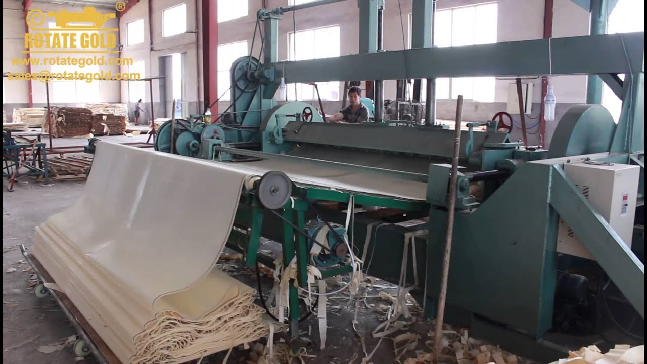 plywood machine log rotary veneer peeling Lathe machine - YouTube