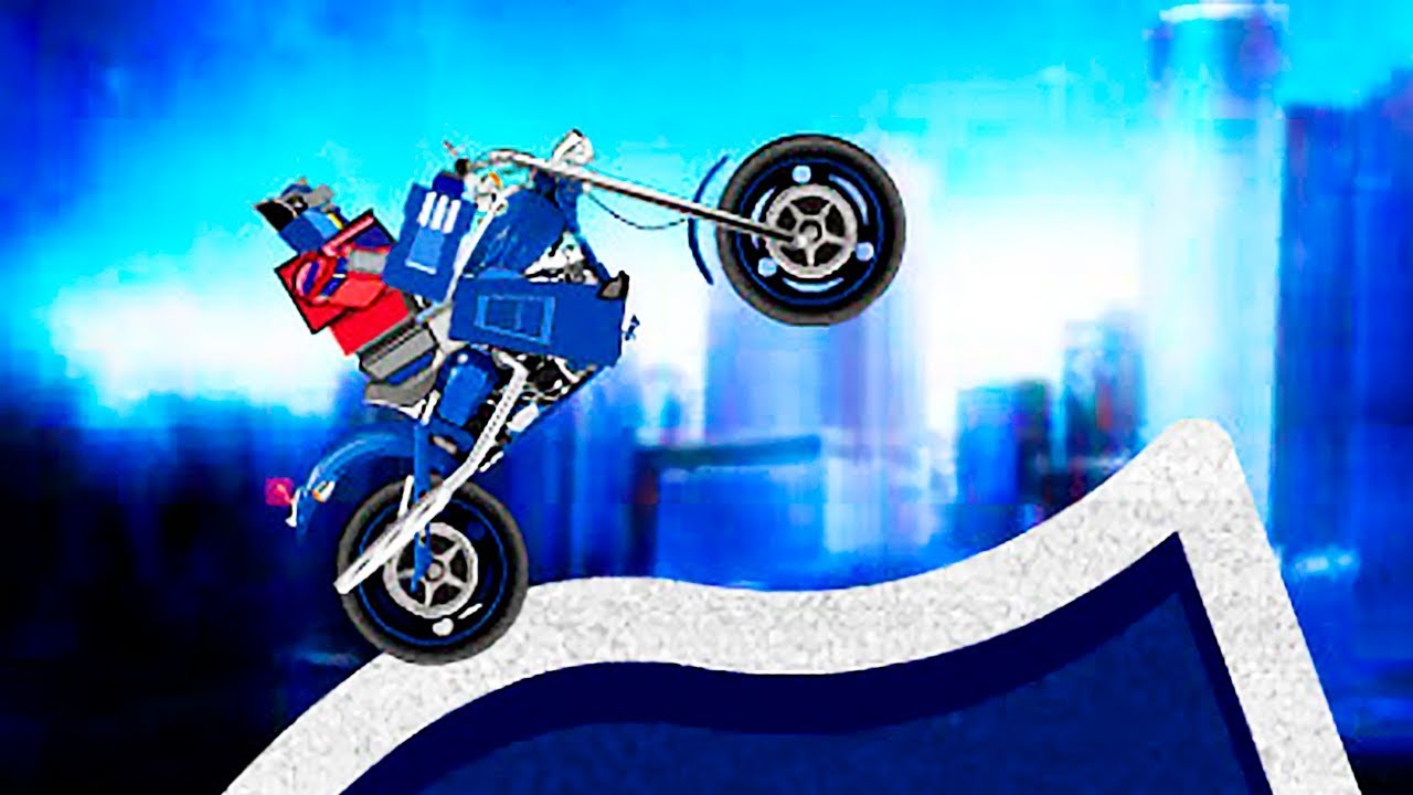 Transformers Bike Ride - Optimus Prime drives on a Harley-Davidson ...