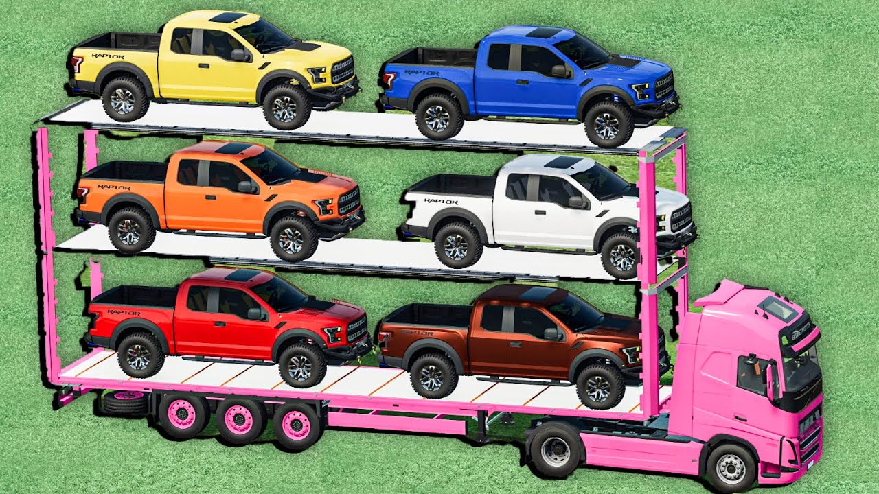 Transport mit Farben – Ford RAPTOR mit DREIFACH-Anhänger - YouTube