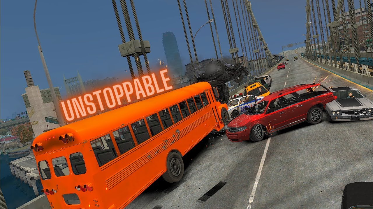 GTA 4 Heavy school bus against liberty city traffic _lots of wrecked ...