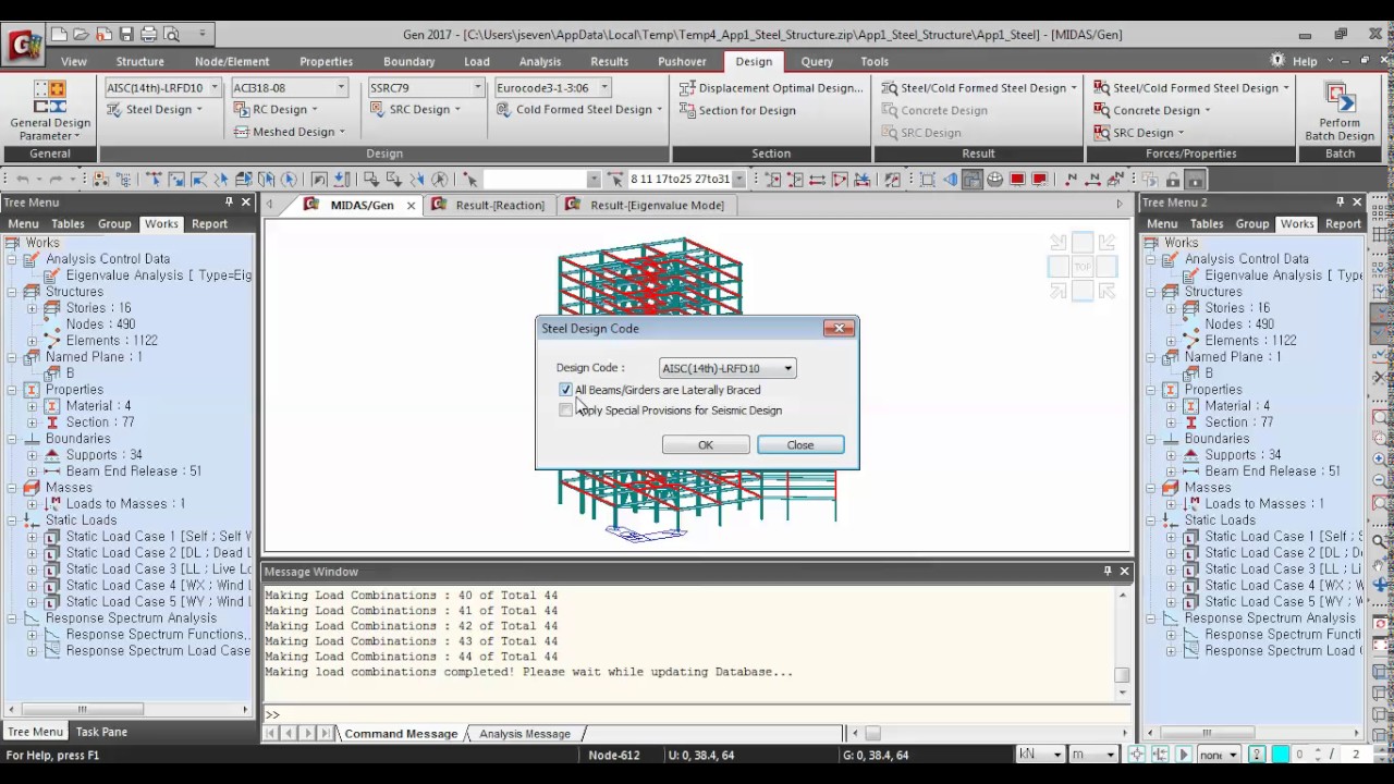 midas Gen - Application 1[part 3] - Streel Structures (with SRC Columns ...