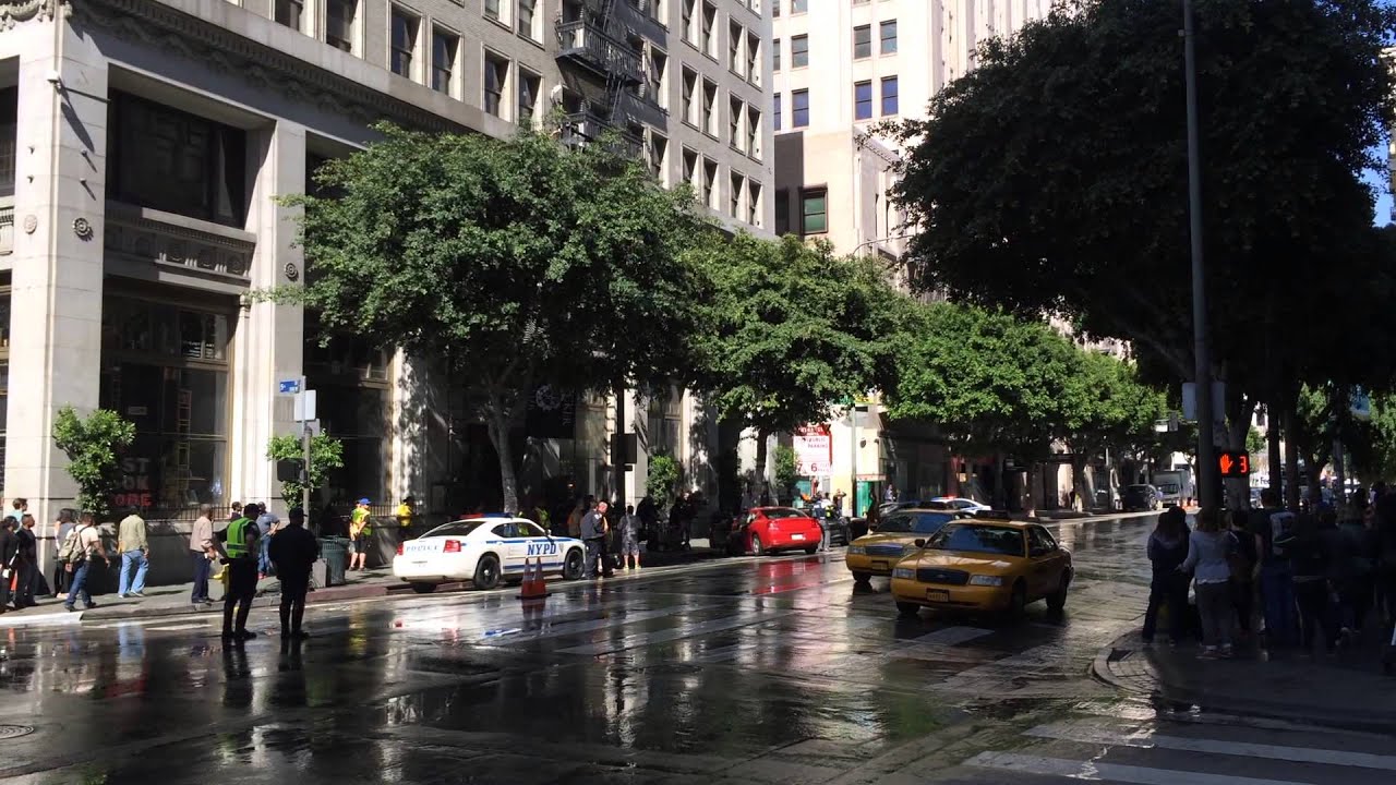 Castle being shot at 5th & Spring Downtown Los Angeles 2-25-15 - YouTube