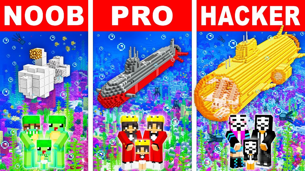 NOOB vs PRO: FAMILY SUBMARINE HOUSE Build Challenge in Minecraft! - YouTube