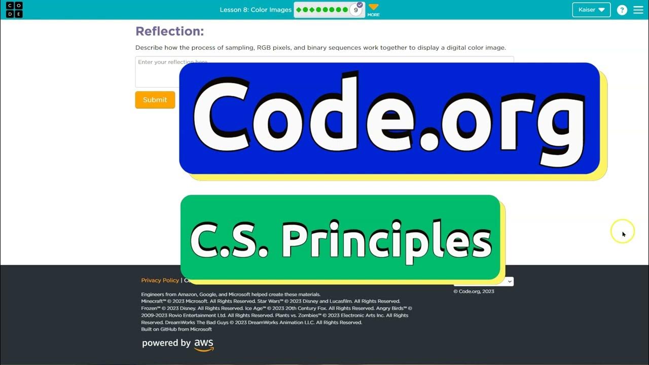 Code.org Lesson 8.9 Color Images | Tutorial with Answers | Unit 1 CS Principles - YouTube