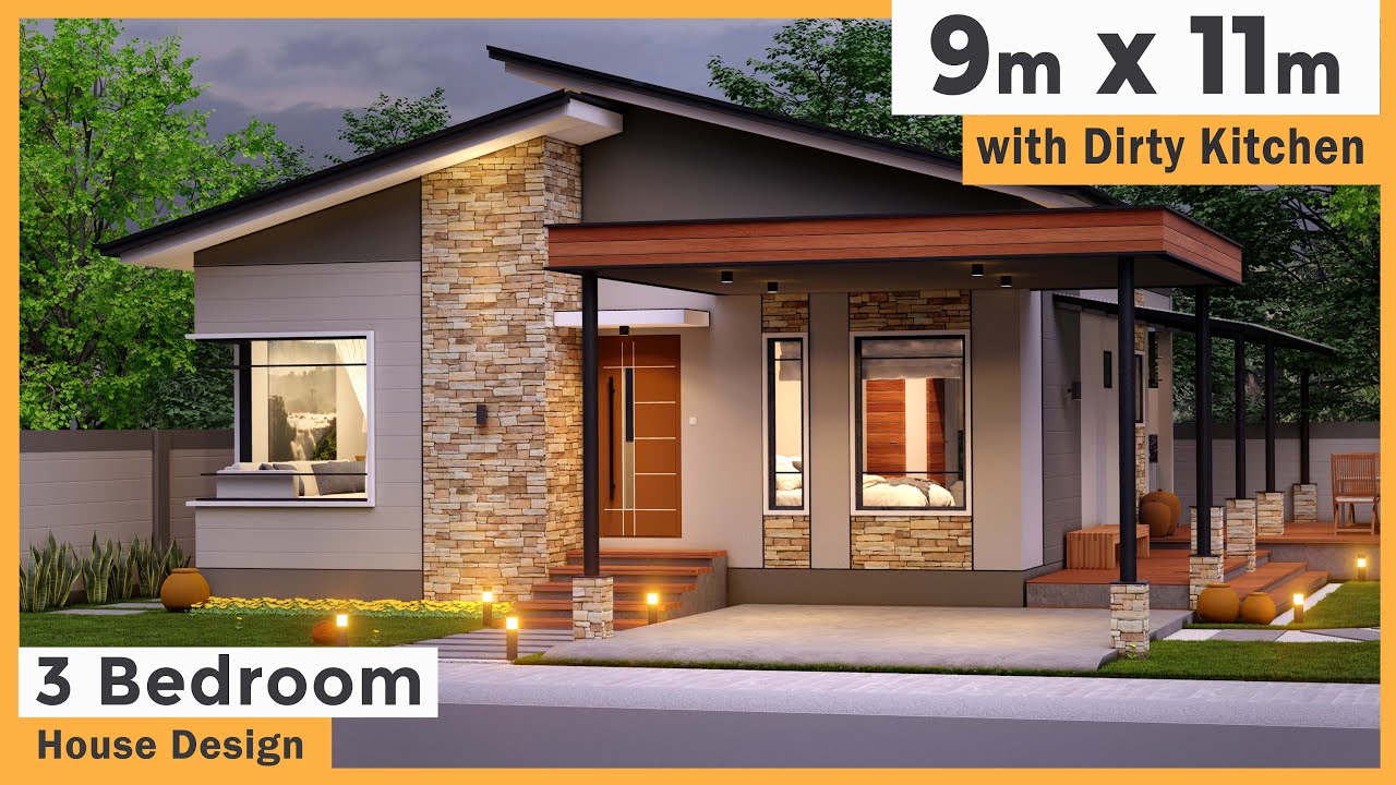 Stunning 9 by 11 meters (25 x 36 ft) 3 Bedroom Bungalow House Design ...
