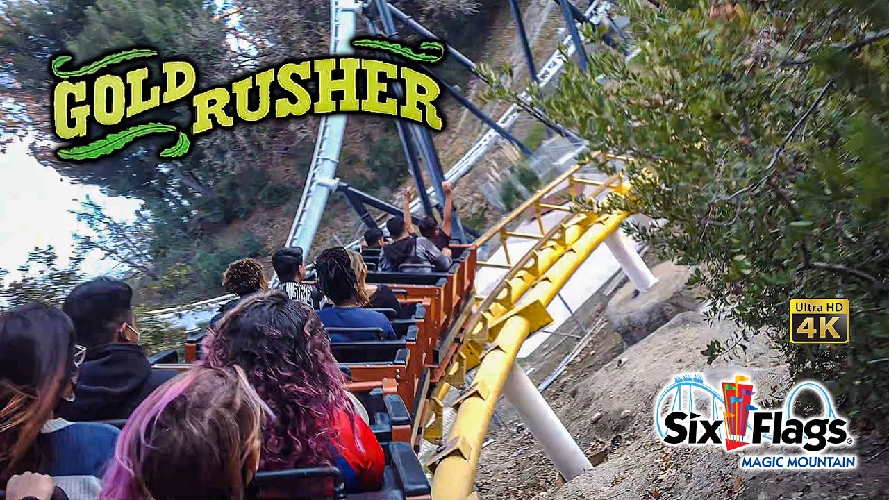 2022 Gold Rusher Roller Coaster On Ride 4K POV Six Flags Magic Mountain ...