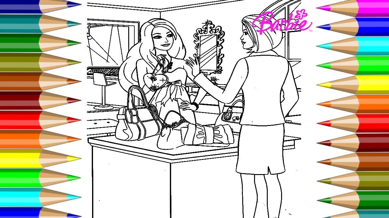 Coloring Pages Barbie Selling Bags Coloring Book Kids Fun Arts - YouTube