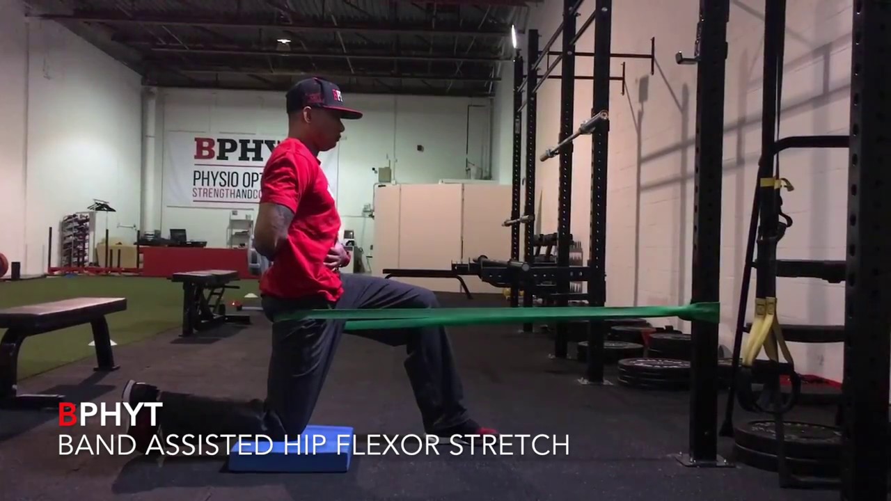 BAND ASSISTED HIP FLEXOR STRETCH - YouTube
