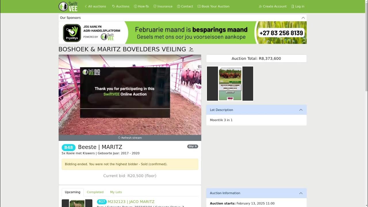 BOSHOEK & MARITZ BOVELDERS VEILING - YouTube