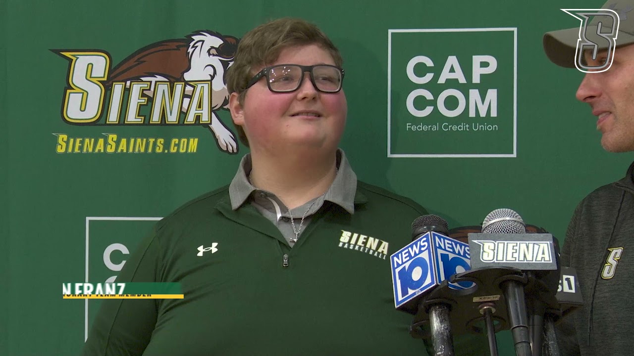 Siena Basketball Welcomes Honorary Team Member Evan Franz - YouTube