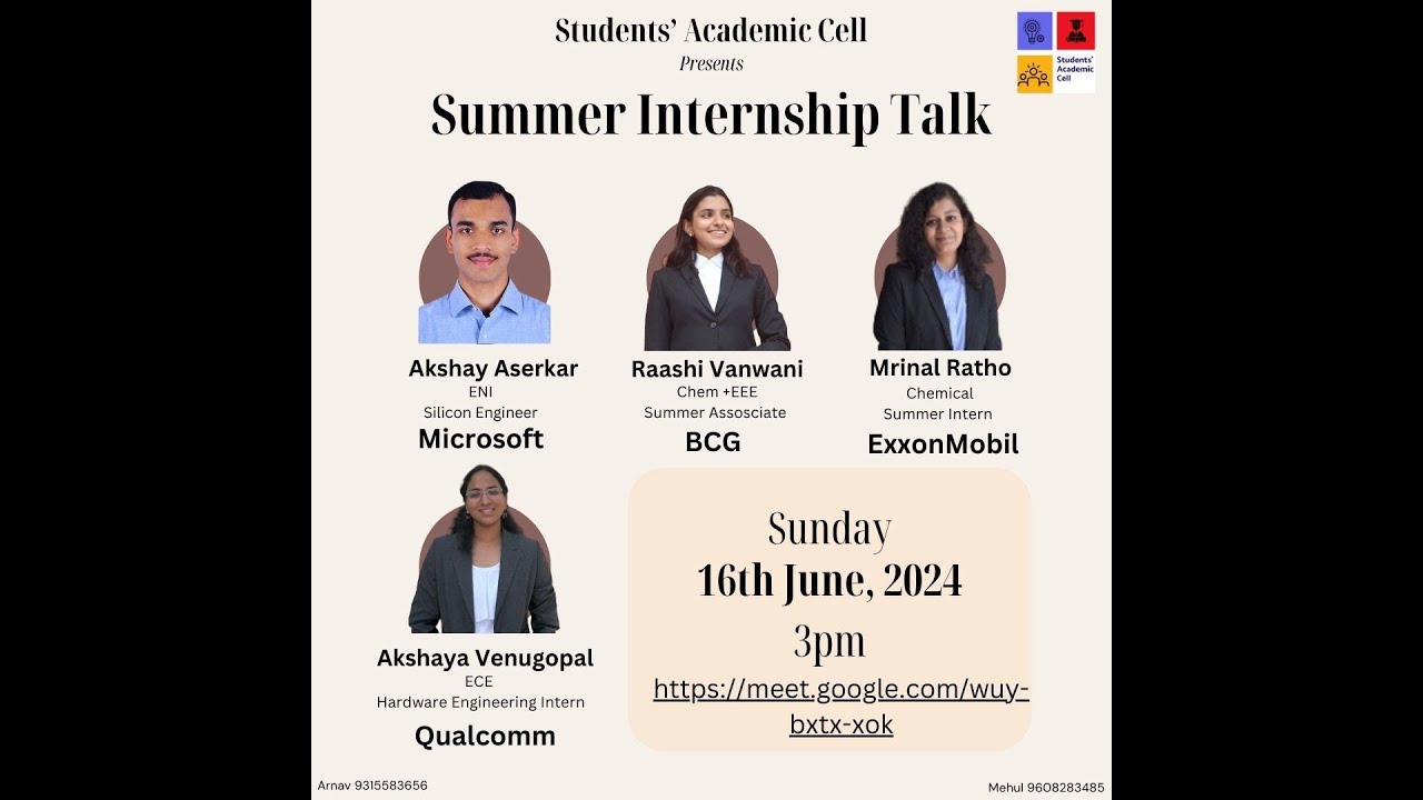 SAC Summer Internship Talk | Day 2 | 16th June 2024 - YouTube