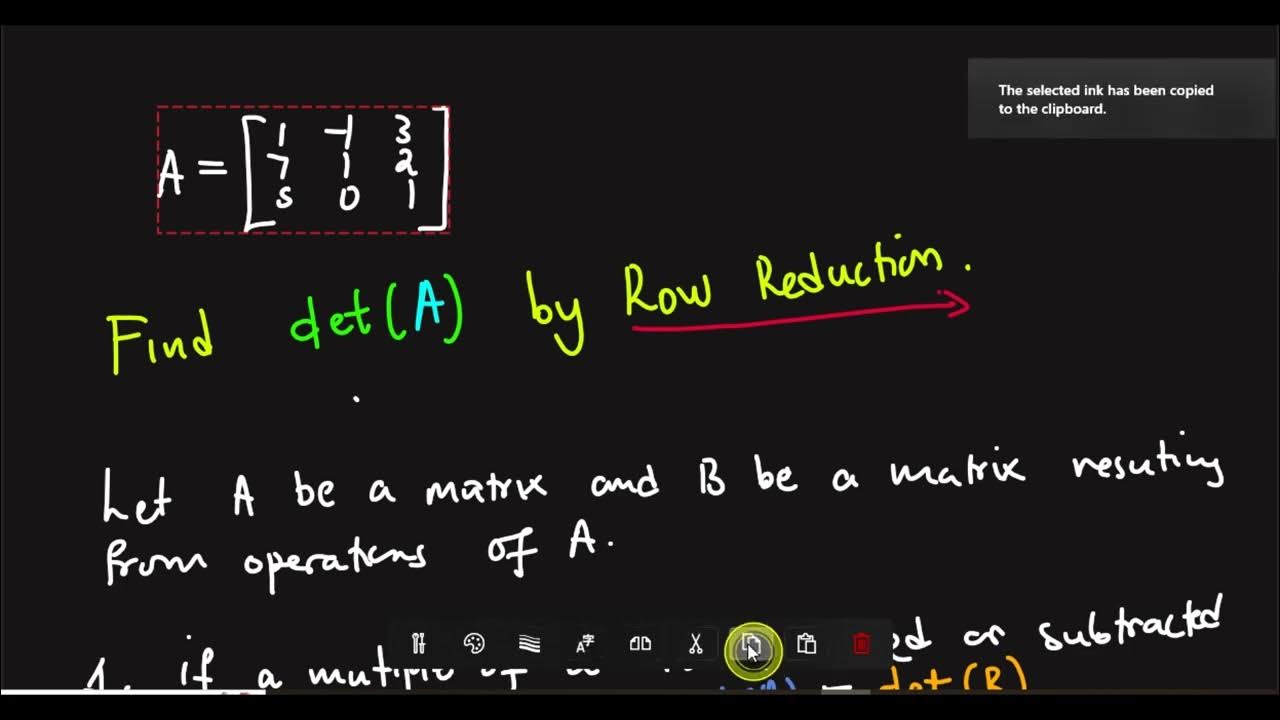 How to find the determinant of a matrix by row reduction - YouTube