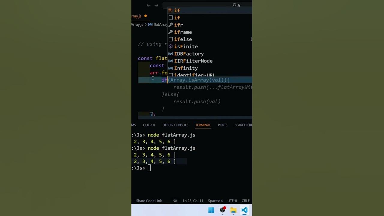 Flatten An Array Using Javascript Shorts Coding Javascriptinterview 6276