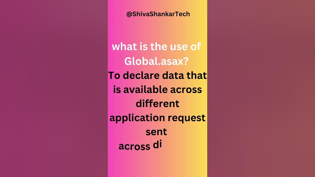 What is the use of Global.asax file in .Net? @ShivaShankarTech #technology #dotnet #csharp - YouTube