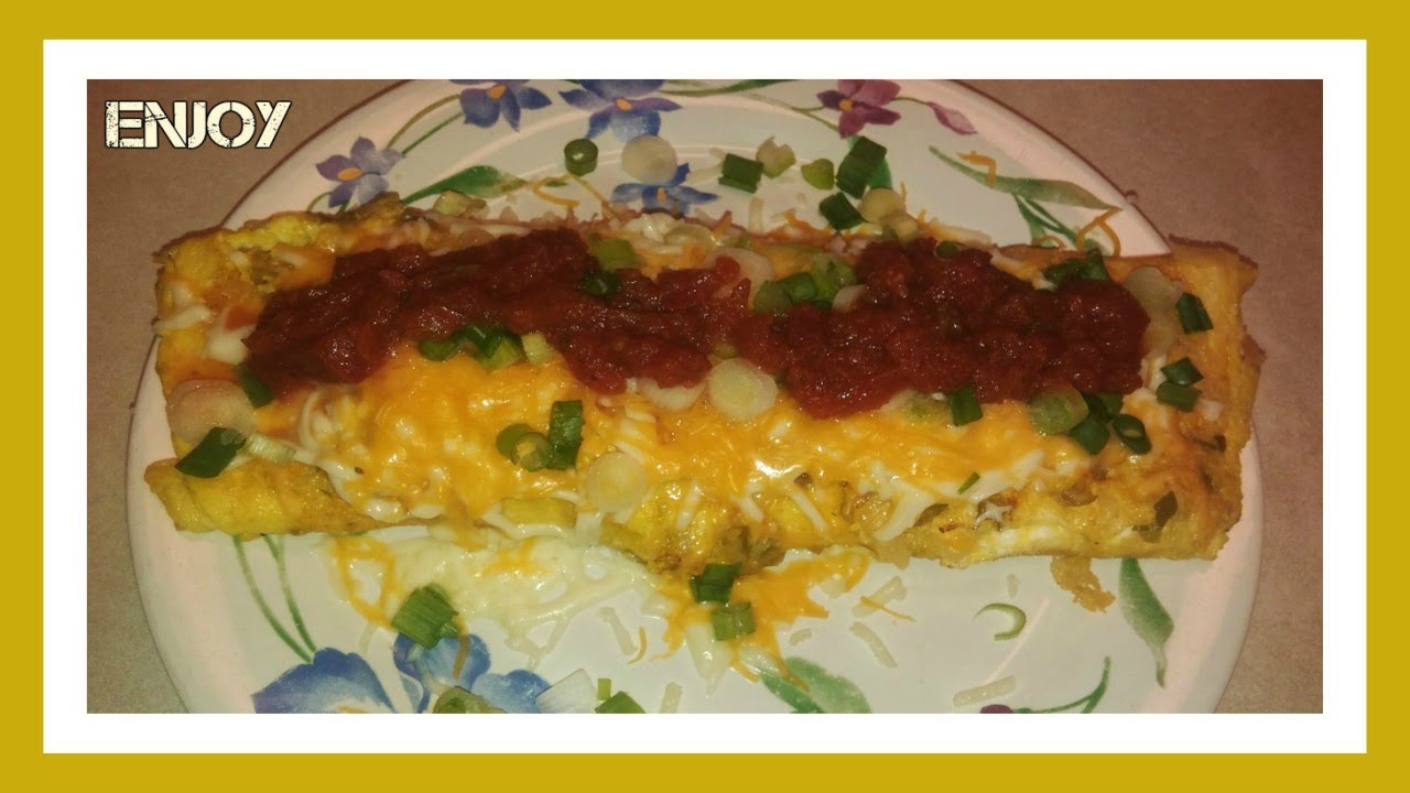 👀 4 Egg Cheese Omelette With On The Border Salsa - YouTube
