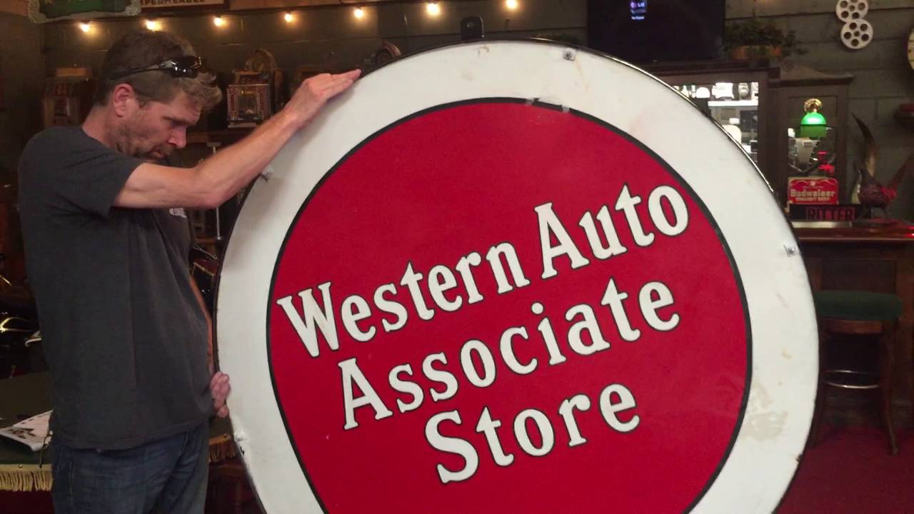 1930's Porcelain Double Sided WESTERN AUTO ASSOCIATES Store Sign - YouTube