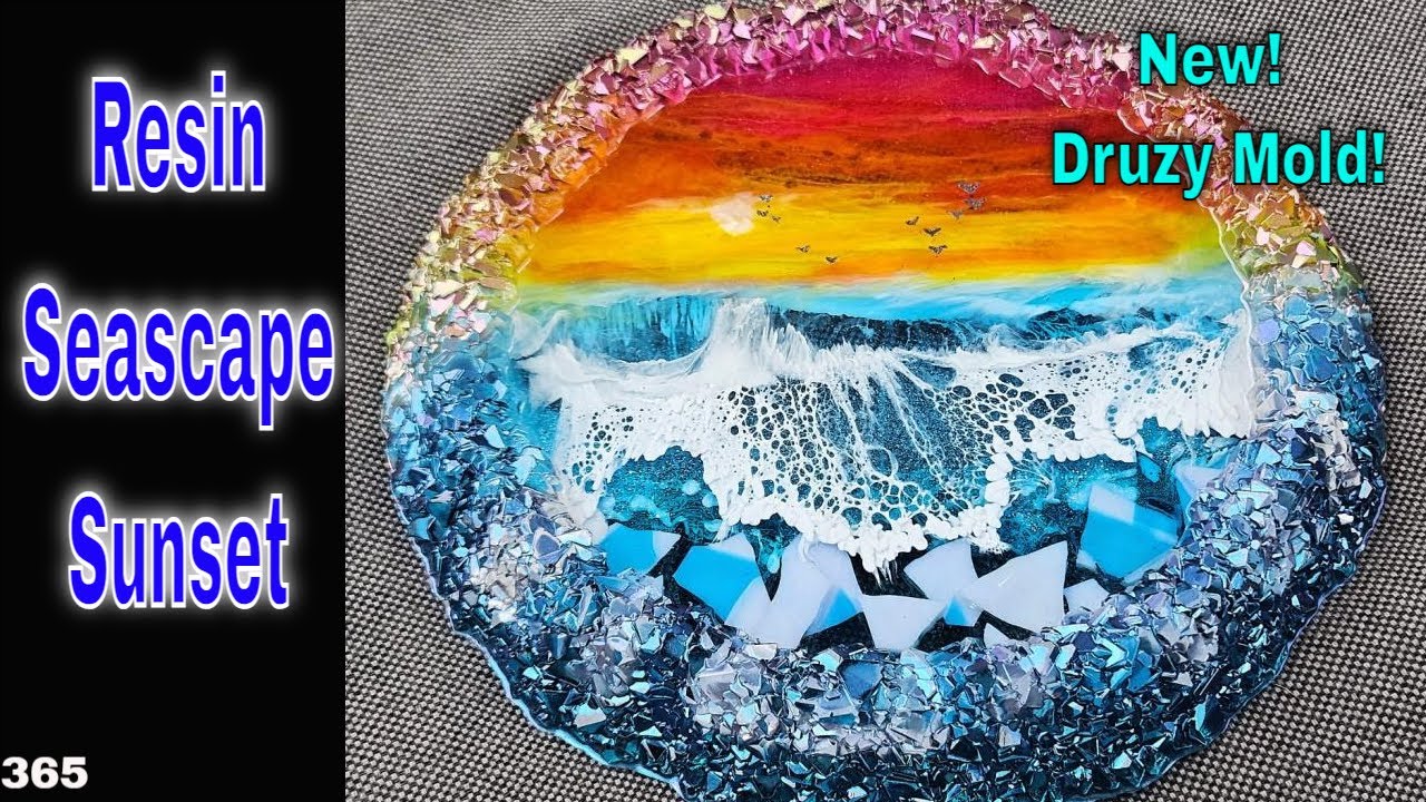 Resin Seascape with Magical Sunset in NEW Druzy Geode Trinket Mold ...