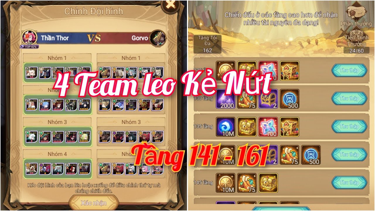 Afk Arena | 4 Team Leo Kẻ Nứt Thời Gian tầng 141 - 180 Phần 1 - YouTube