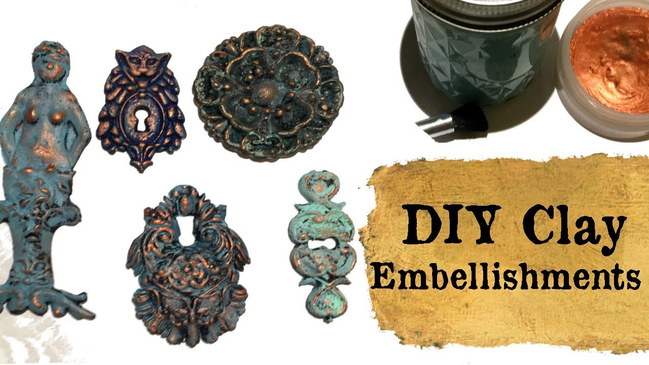 Budget Mixed Media DIY Clay Embellishments ~ Let's Paint! - YouTube