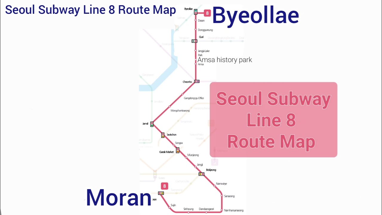 Seoul Subway Line 8 map, terminal stations. - YouTube