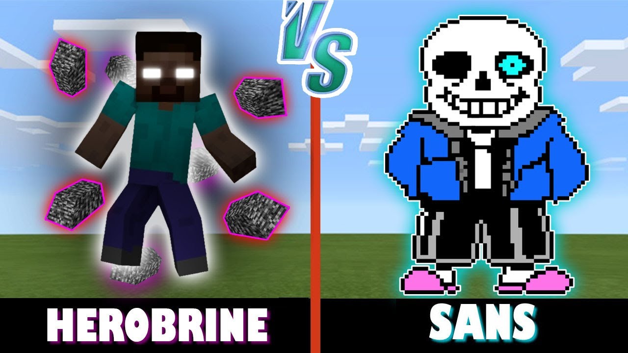 Sans vs. Herobrine (New) | Minecraft (JUST A LONG BATTLE!) - YouTube
