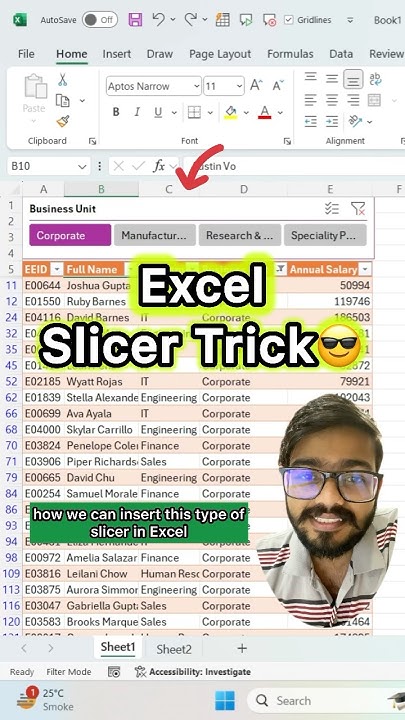 Excel Slicer Trick‼️learn Microsoft Excel Excel Exceltricks Exceltips Exceltutorial Shorts