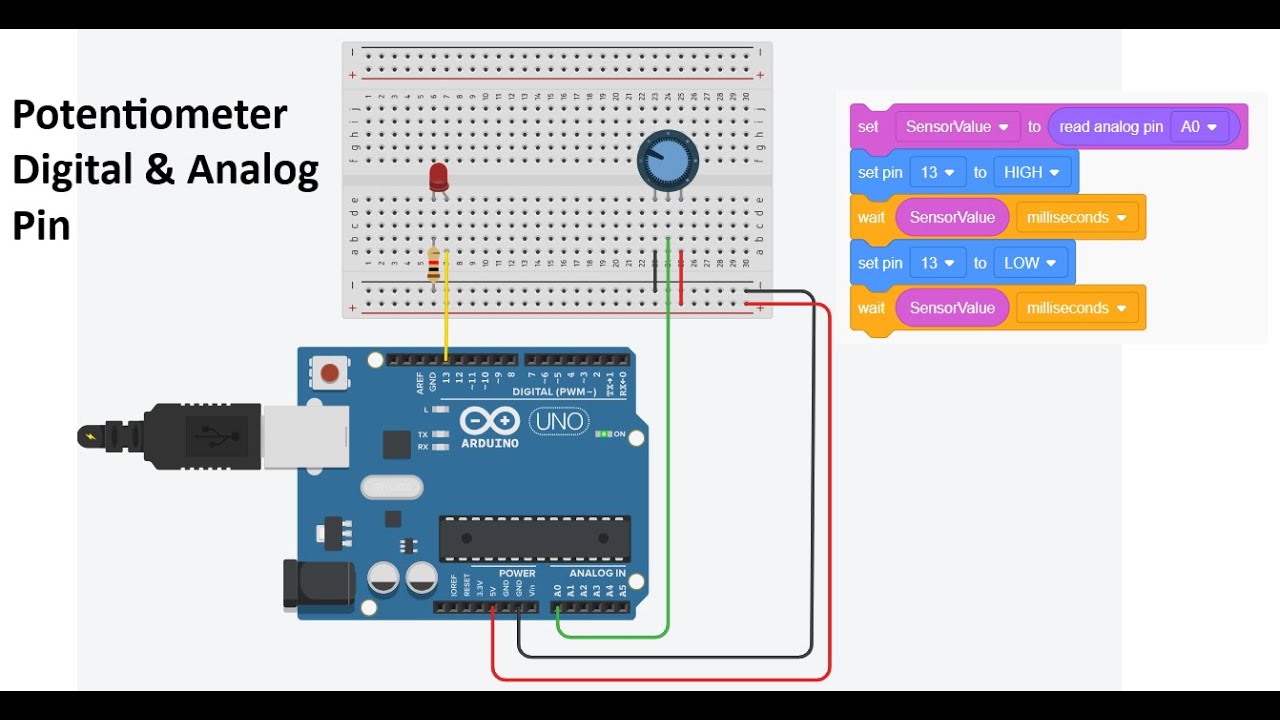 Potentiometer: Digital Input and Analog Input - YouTube
