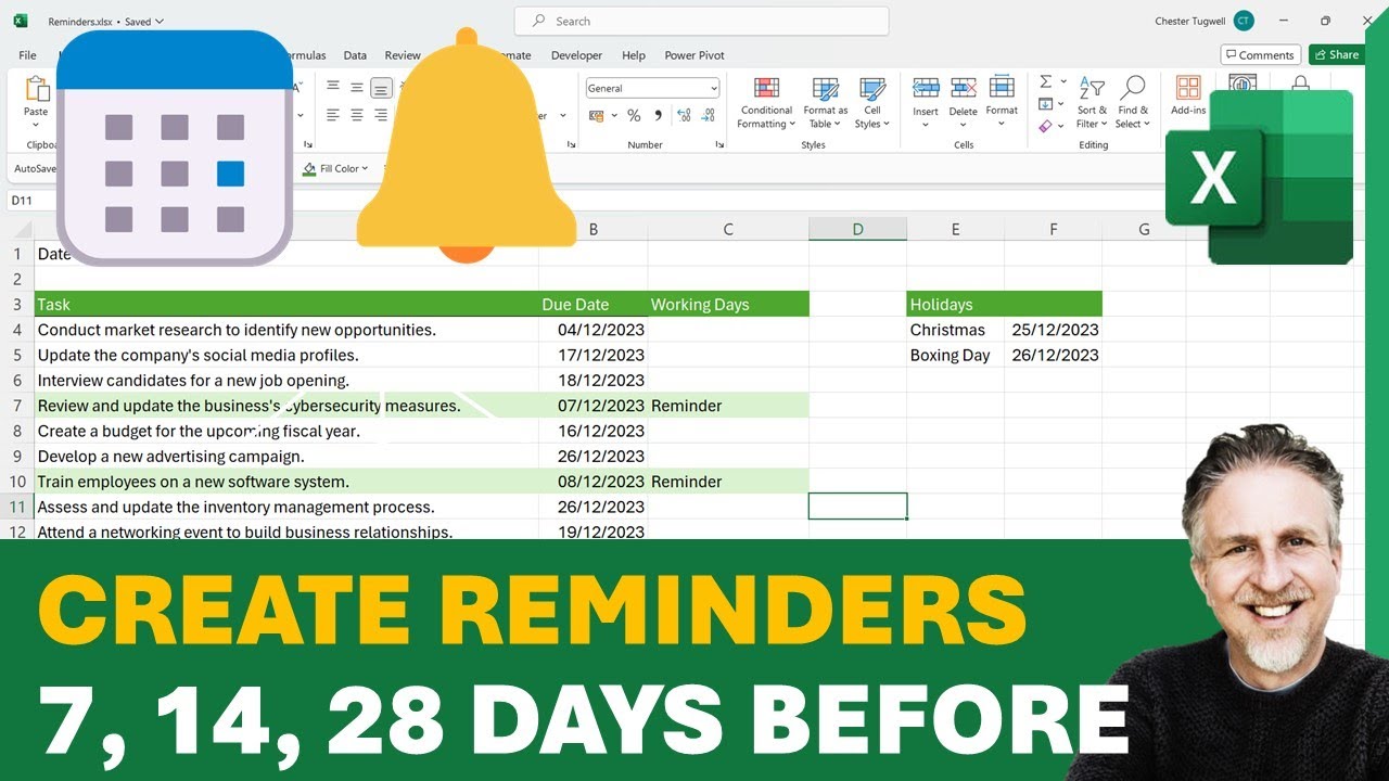 How To Create Reminders In Excel Due Date Reminder Formula