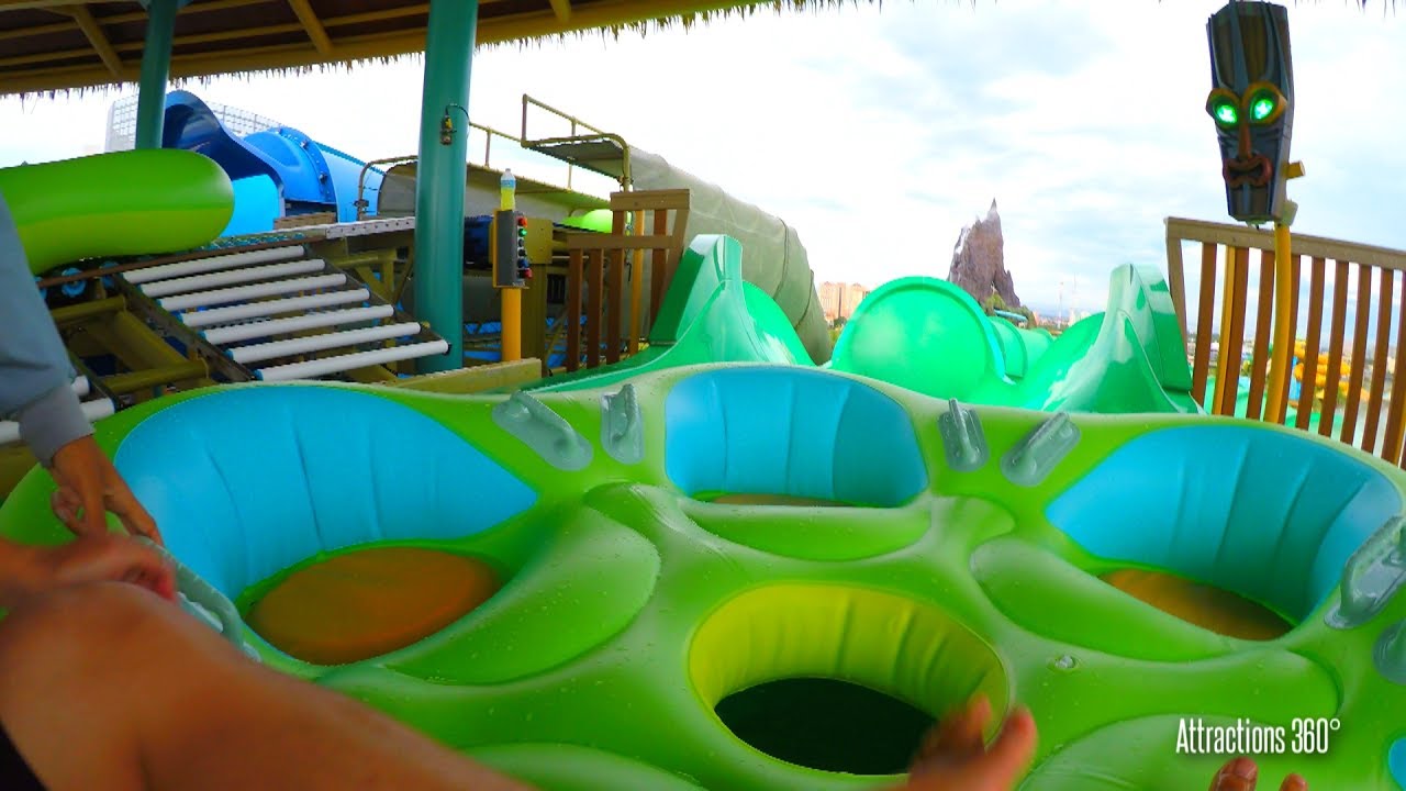 [4k] Sea Turtle Raft Water Slide Ride - Volcano Bay Water Park - Honu ...