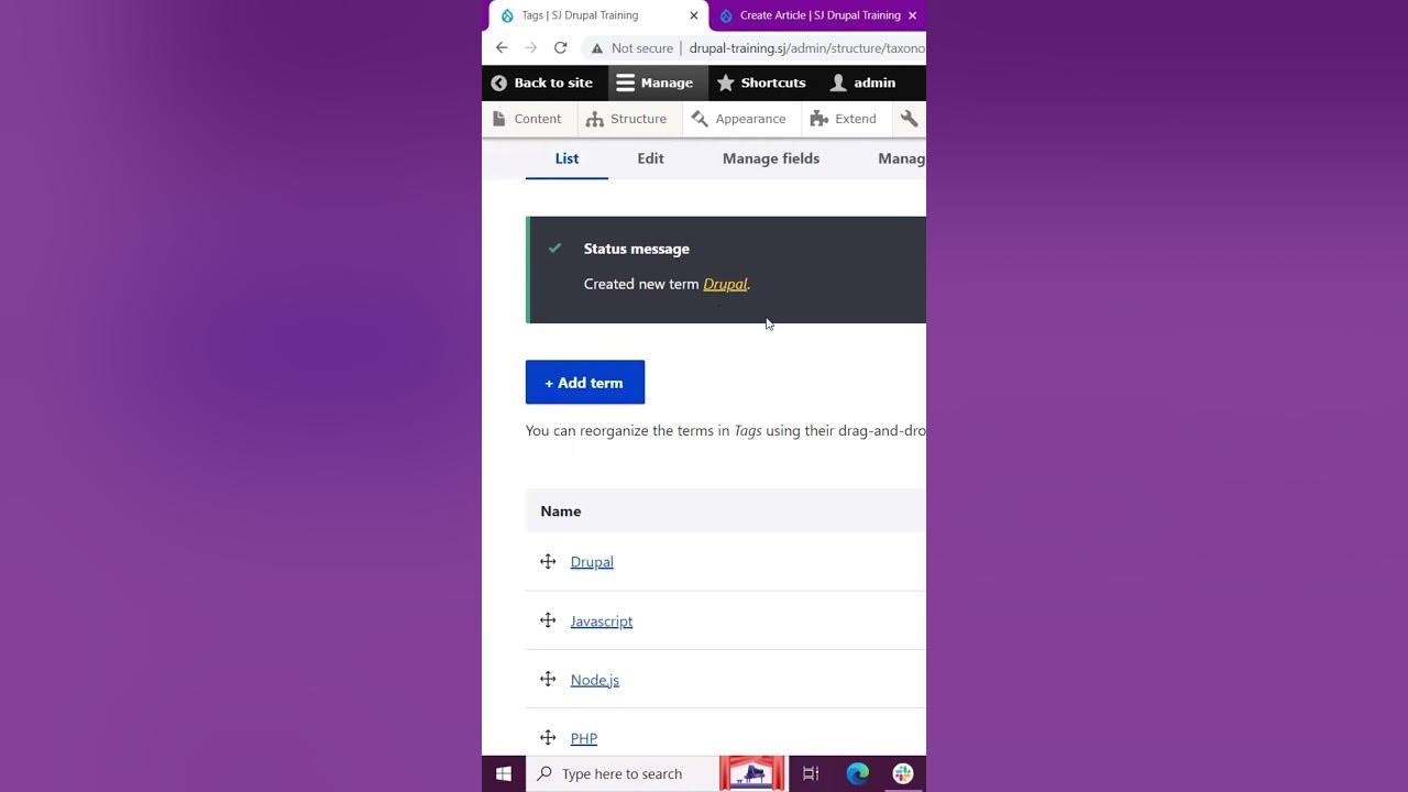 How to Add Drupal Taxonomy Term to Vocabulary in Drupal #shorts - YouTube
