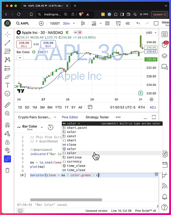 Easy Pine Script Tip: Change Bar Colors in TradingView! - YouTube