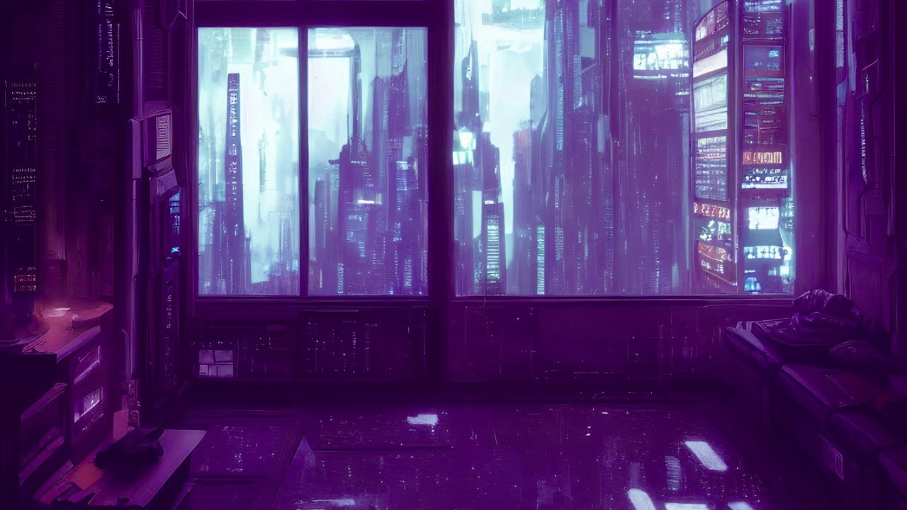 Sci-fi Bedroom in Cyberpunk Futuristic Cityscape || Future City Window ...