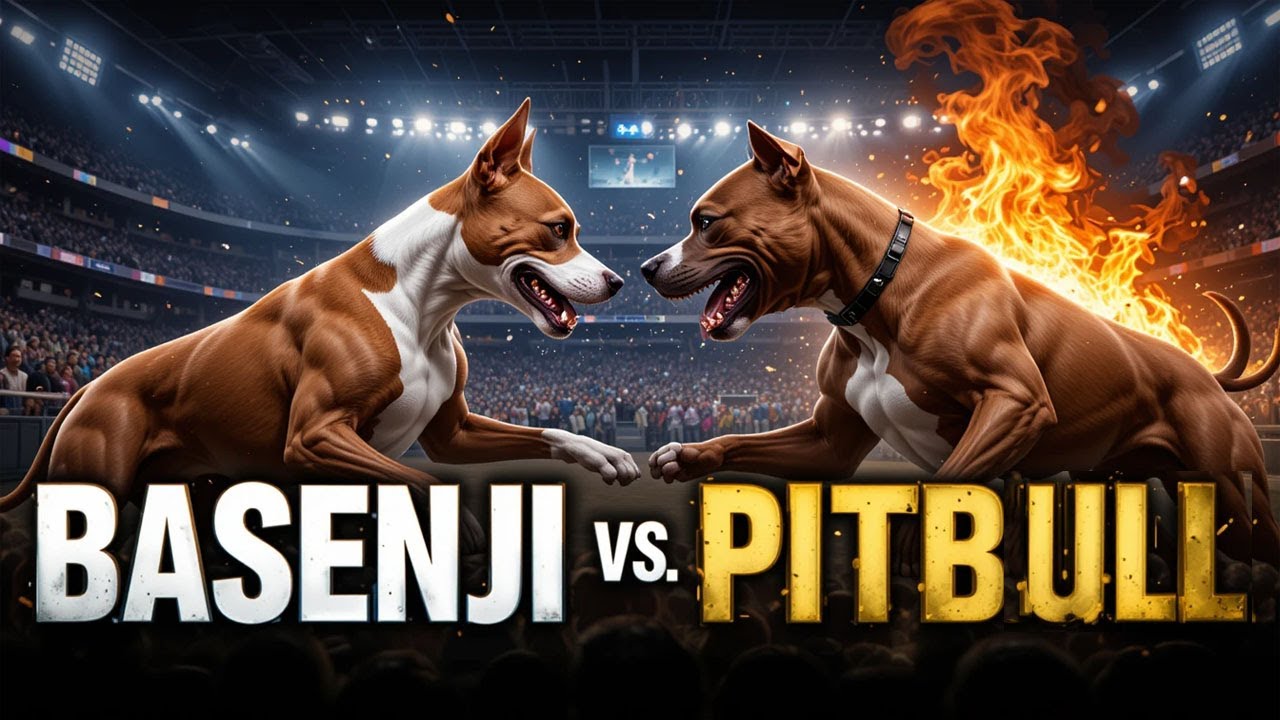 Basenji vs Pitbull: Playful Giants in a Battle of Strength #dogfight # ...