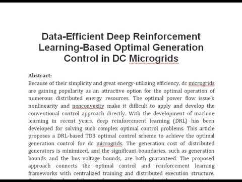 Data Efficient Deep Reinforcement Learning Based Optimal Generation Control in DC Microgrids ...